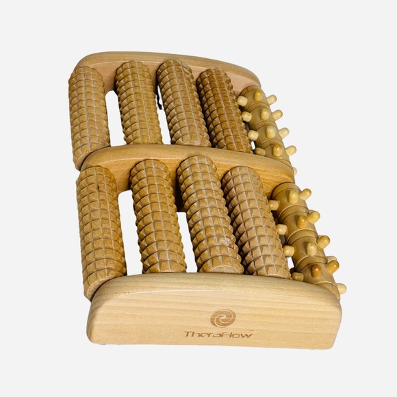 Other | Theraflow Gift Wood Dual Foot Massager Roller Pain Relief Acupressure Shiatsu | Poshmark